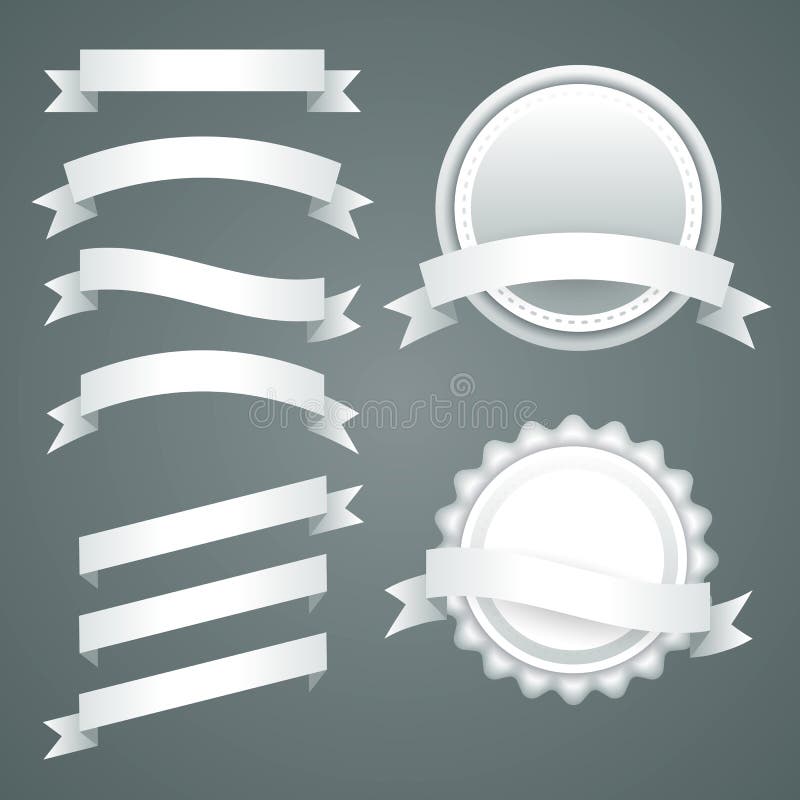 Set of White Paper Ribbons, Labels and Badges Stock Vector ...