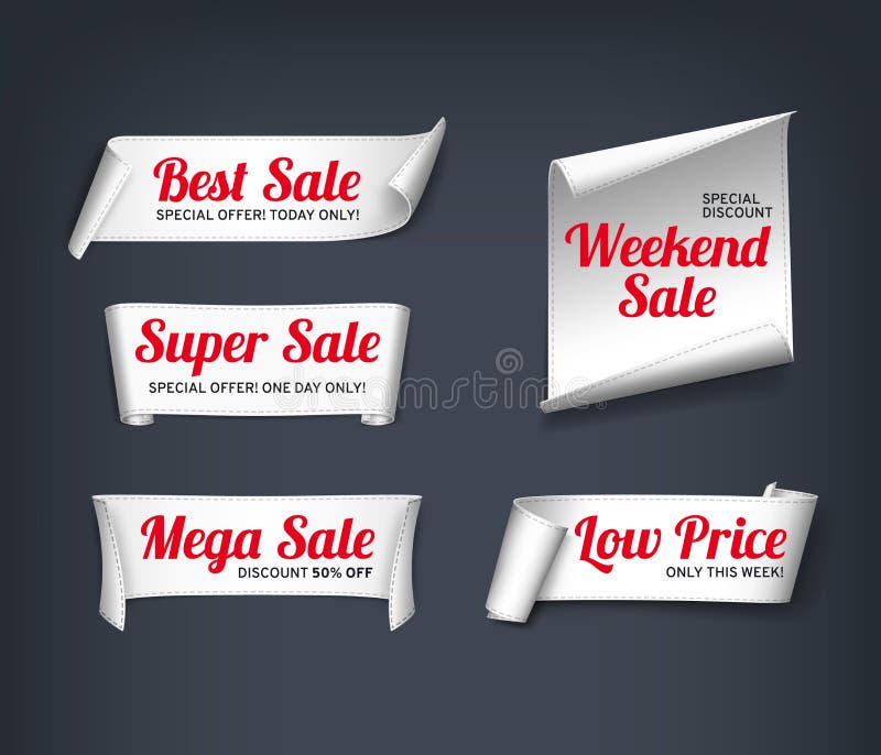 A Set of White Paper Sale Banners. EPS10 Stock Vector - Illustration of ...