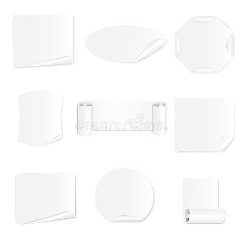 Set of 9 White Paper Stickers.Vector Illustration Stock Vector ...