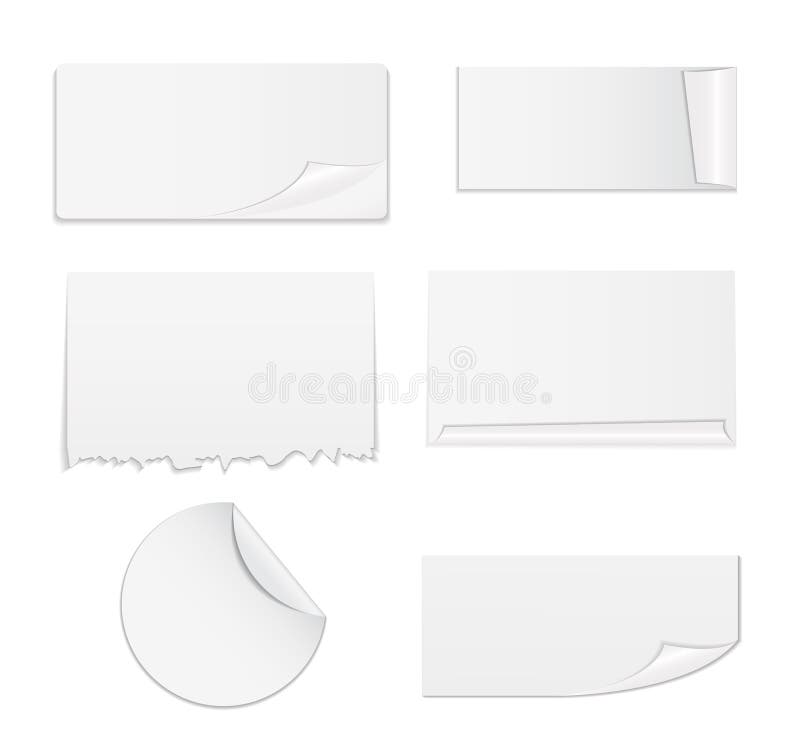 Set of White Paper Stickers Isolated on Background Stock Vector ...