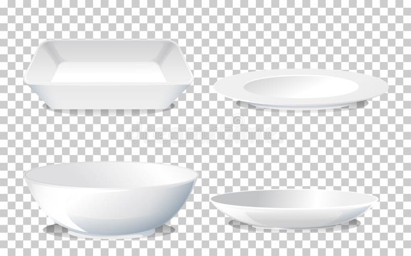 Set of White Plain Plate Side View Stock Vector - Illustration of blank ...
