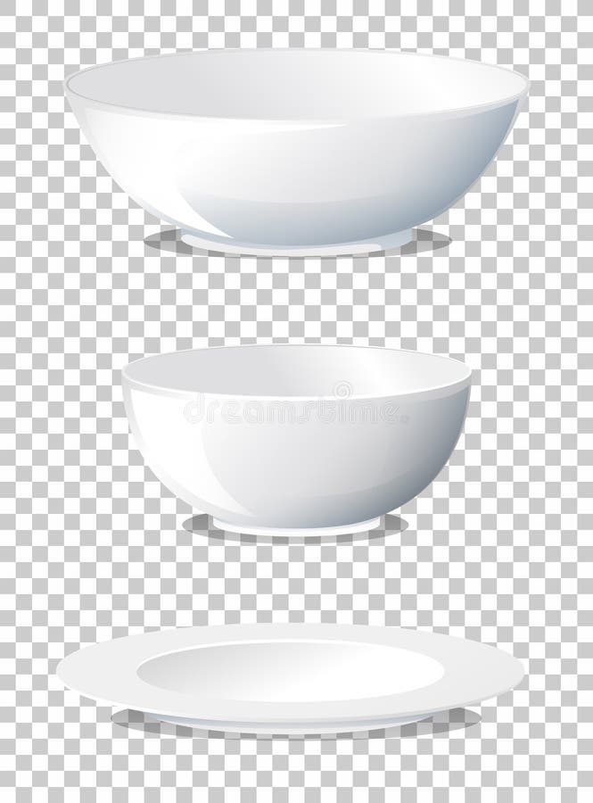 Set of White Plain Plate Side View Stock Vector - Illustration of ...