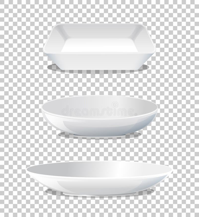 Set of White Plain Plate Side View Stock Vector - Illustration of ...