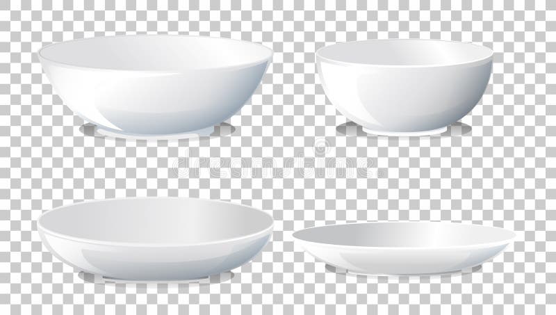 Set of White Plain Plate Side View Stock Vector - Illustration of ...