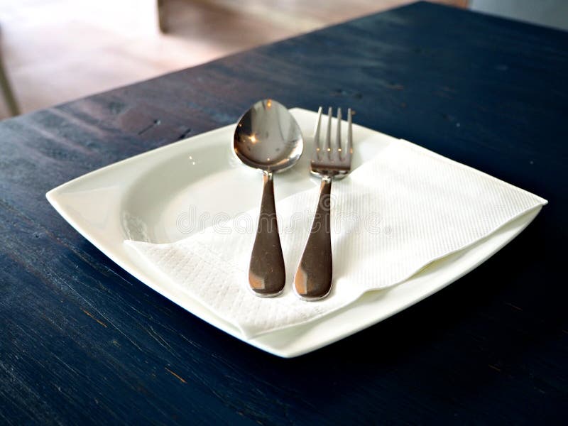 A Set of Plate on the Table Stock Photo - Image of setting, knife ...