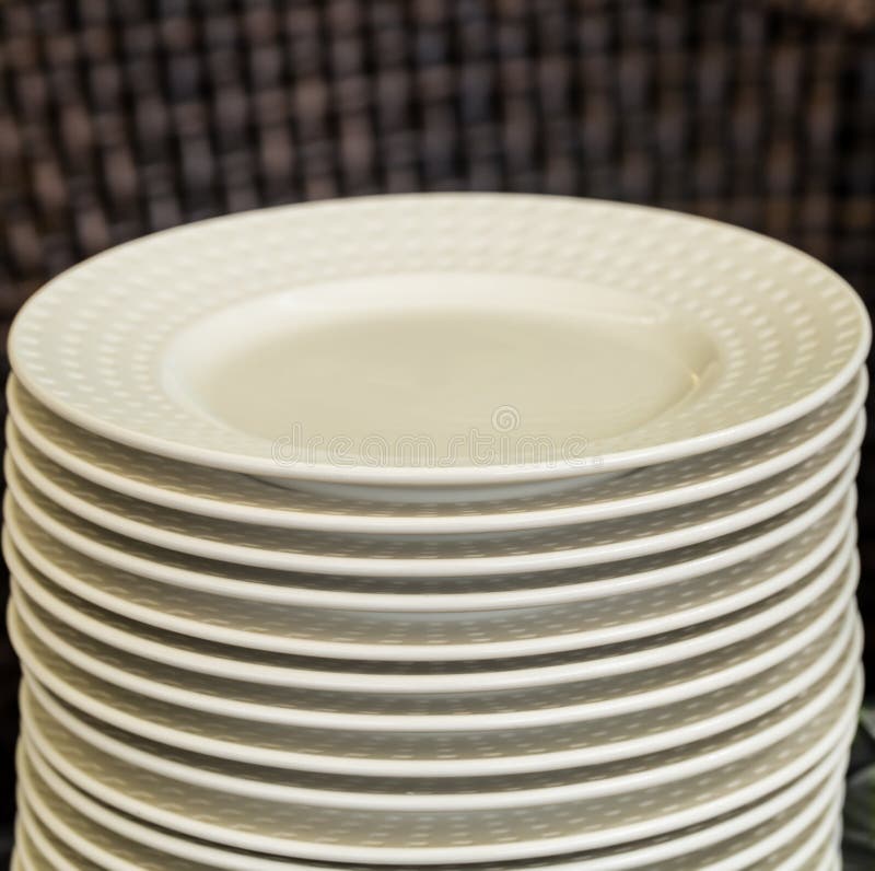 Set White Plates on the Table Stock Image - Image of buffet, crockery ...