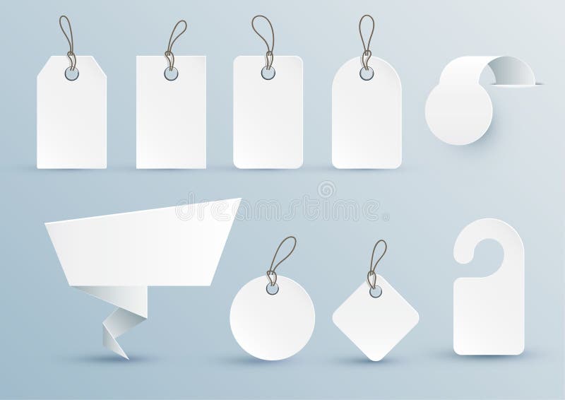 Set of White Price Tags of Different Shapes with Design Elements Stock ...