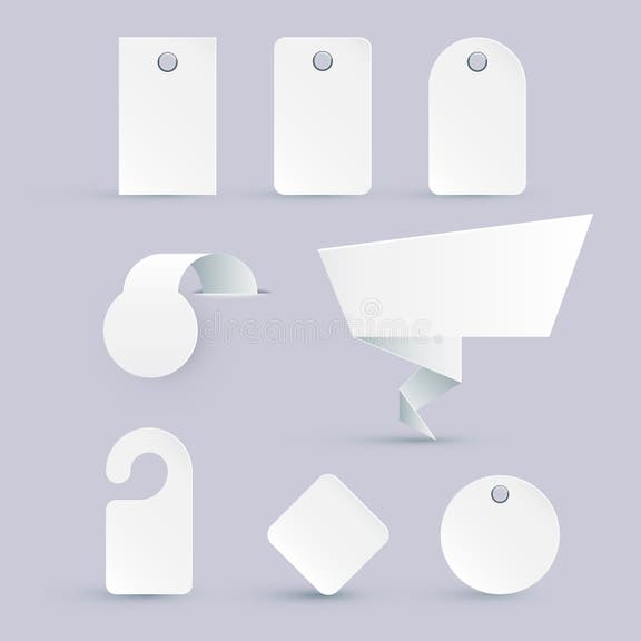 Set of White Price Tags of Different Shapes with Design Elements ...