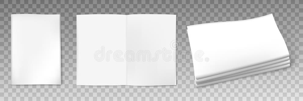 Set of White Realistic Empty Newspaper Mockups, Vector Illustration ...
