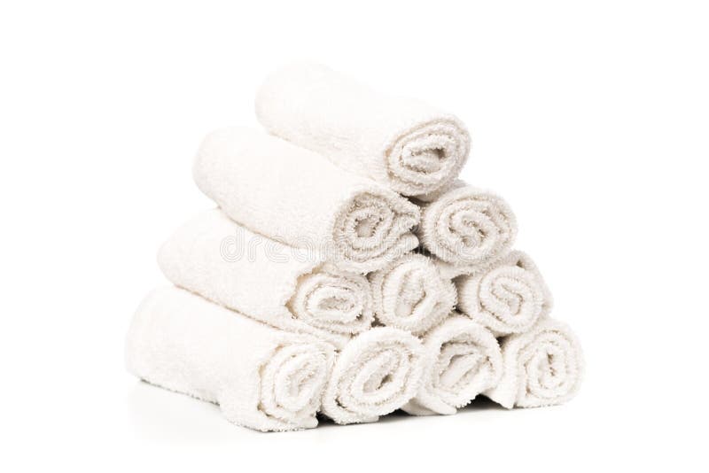 Set of White Roll Towels Isolated on White Stock Image - Image of fresh ...