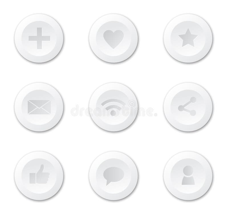 Set of White Round Internet Icons Stock Vector - Illustration of circle ...