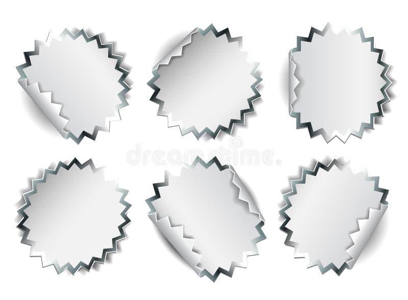 Set of White Round Promotional Stickers Stock Vector - Illustration of ...
