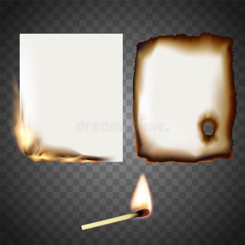 Set a White Sheet of Paper on Fire and Match. Stock Vector ...