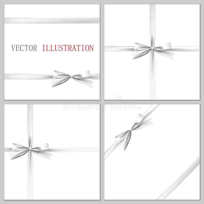 Set Wf White Gift Bows with Ribbons. Stock Vector - Illustration of ...