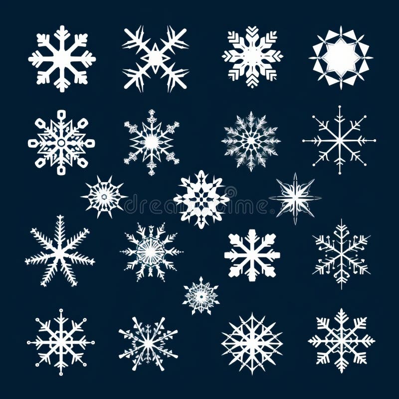 Large Snowflake Vector Icon Set - Simple and Elegant Stock Illustration ...