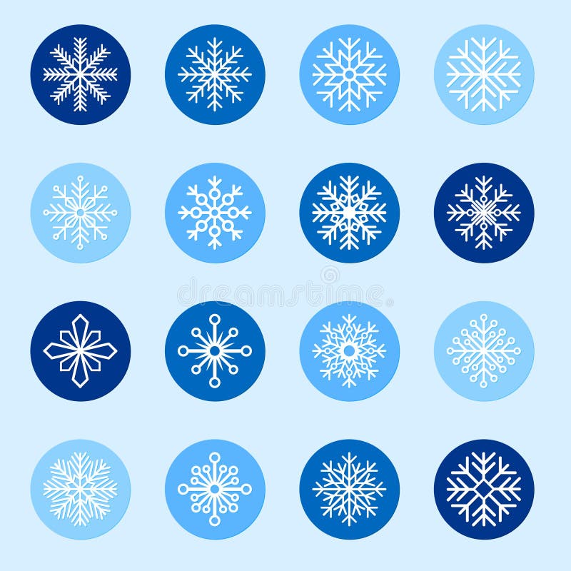 Set of White Snowflakes on Color Backgrounds Stock Vector ...