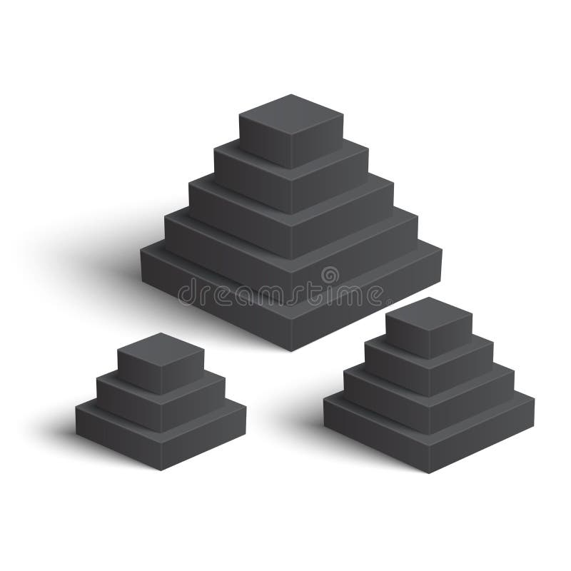 3d Pyramids Template. Realistic with Shadow Stock Vector - Illustration ...