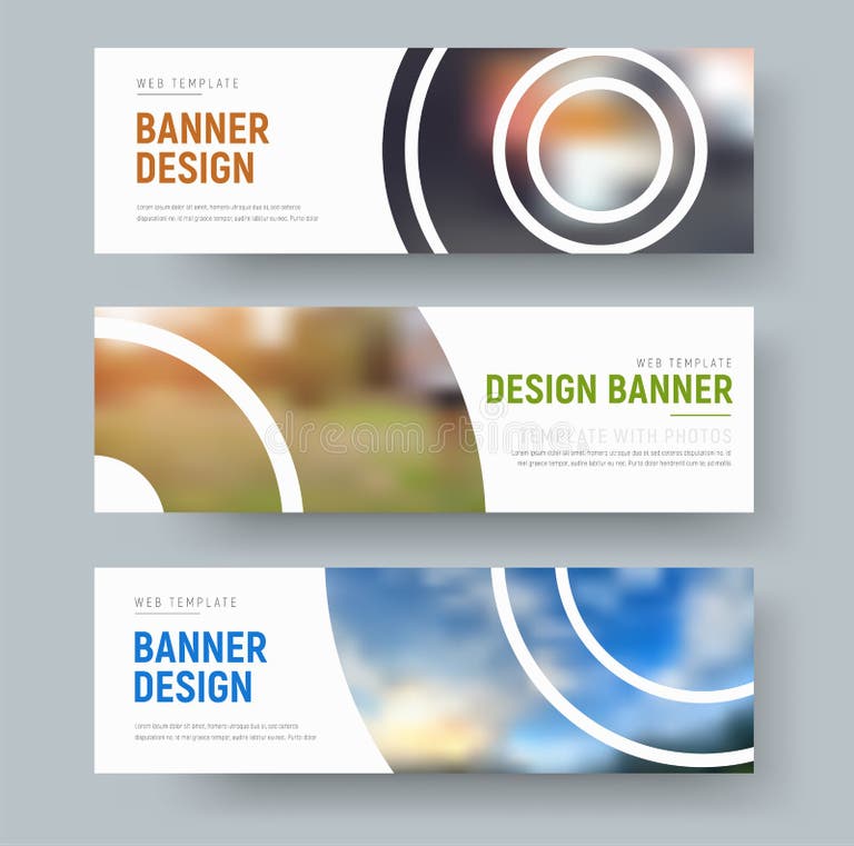 Set of White Standard Banners with Round Design Elements for the Stock ...