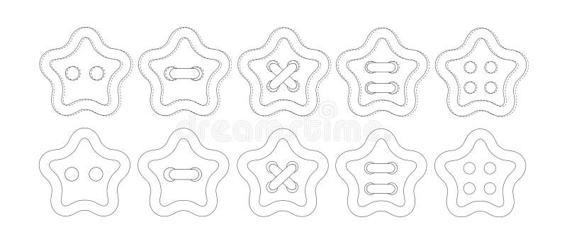 Set of White Star Buttons. Button with Two and Four Holes. Sewn Buttons ...
