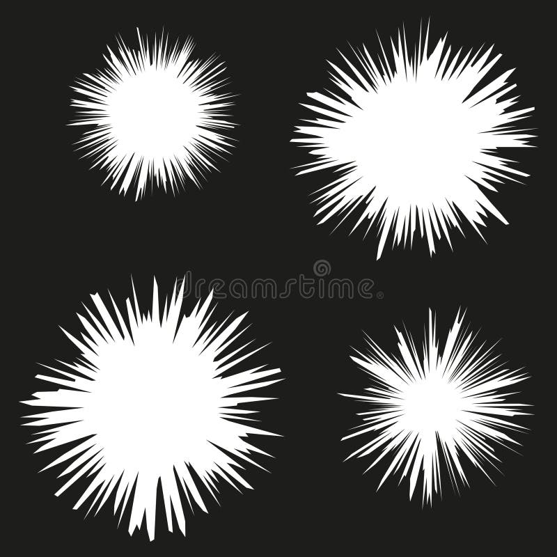 Set of White Starbursts. Explosion or Sparkle Symbols. Radiating Lines ...
