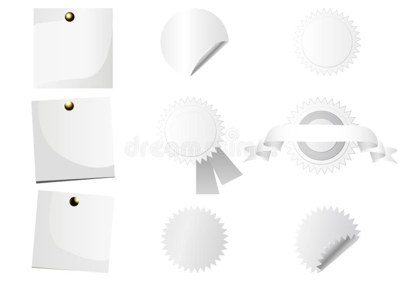 Set of white stickers stock vector. Illustration of round - 9852729