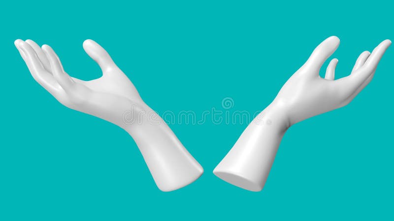 Set of White Stone Statue.hand Holding, Clipping Path, 3d Render Stock ...