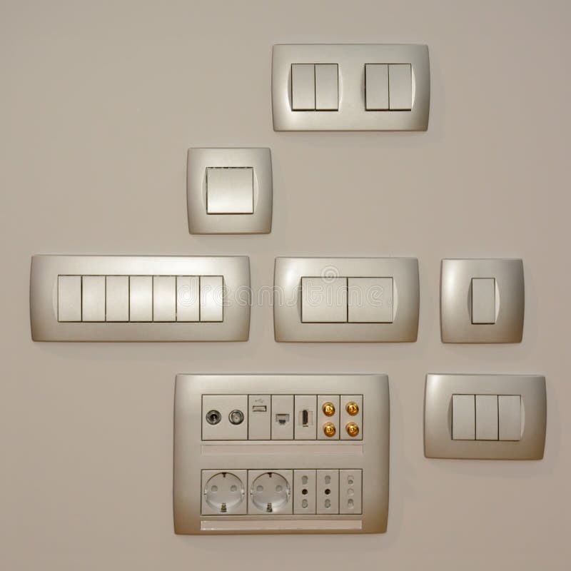 Set of White Switches White Modern Style Closeup for Design Stock Image ...