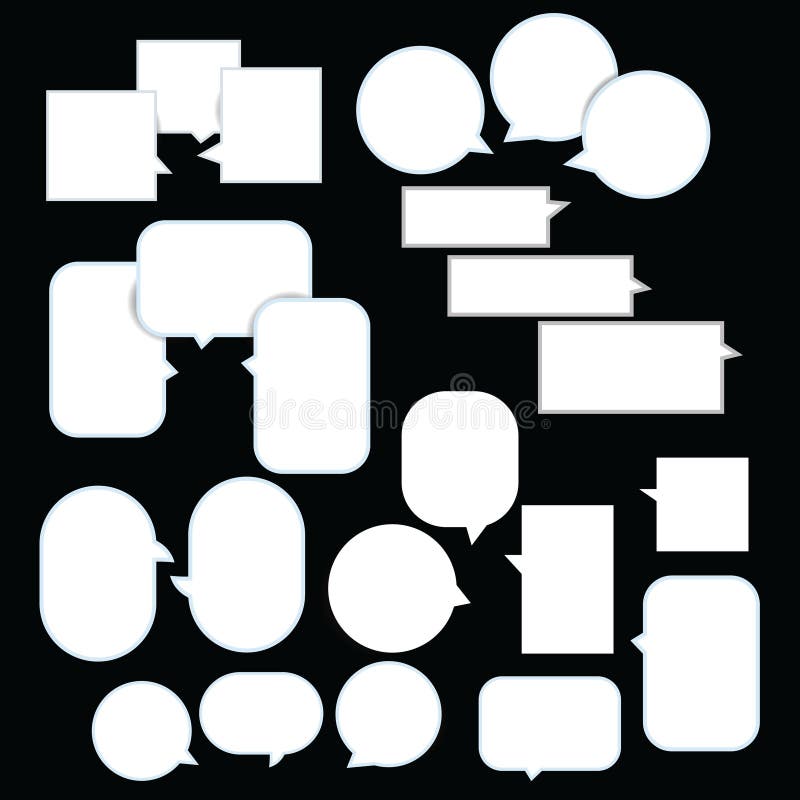 Set of White Talking Paper Signs Stock Illustration - Illustration of ...