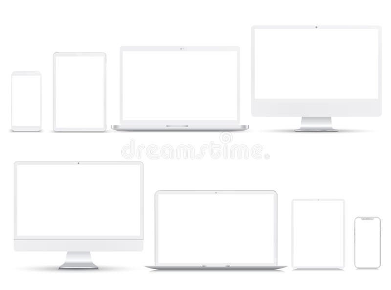 Set White Technology Devices with White Display - Vector Stock Vector ...