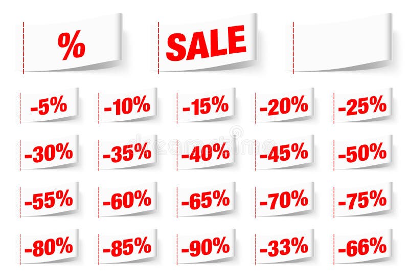 Set of White Textile Labels Sale with Seam Stock Vector - Illustration ...