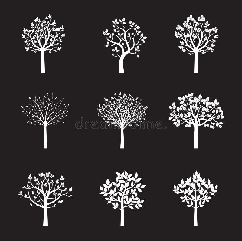 Set of White Trees. Vector Illustration. Stock Illustration ...