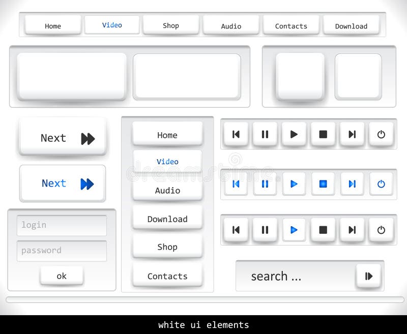 Set of white ui elements stock vector. Illustration of panel - 21969646