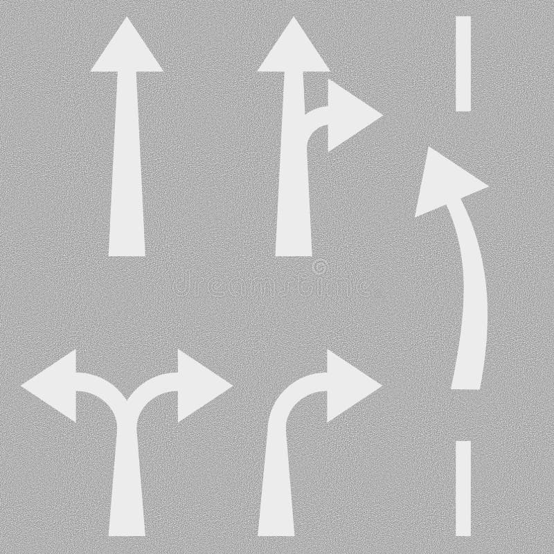 A Set of White Vector Graphic Lane Direction Arrows Which are Painted ...