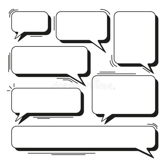 Set of White Volumetric Speech Bubbles with Shadow for Comics of Square ...
