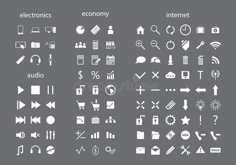 Set of white web icons stock vector. Illustration of loading - 38102765