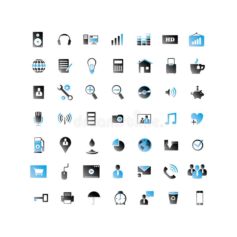 Set of White Web Icons 2 Color Stock Vector - Illustration of play ...