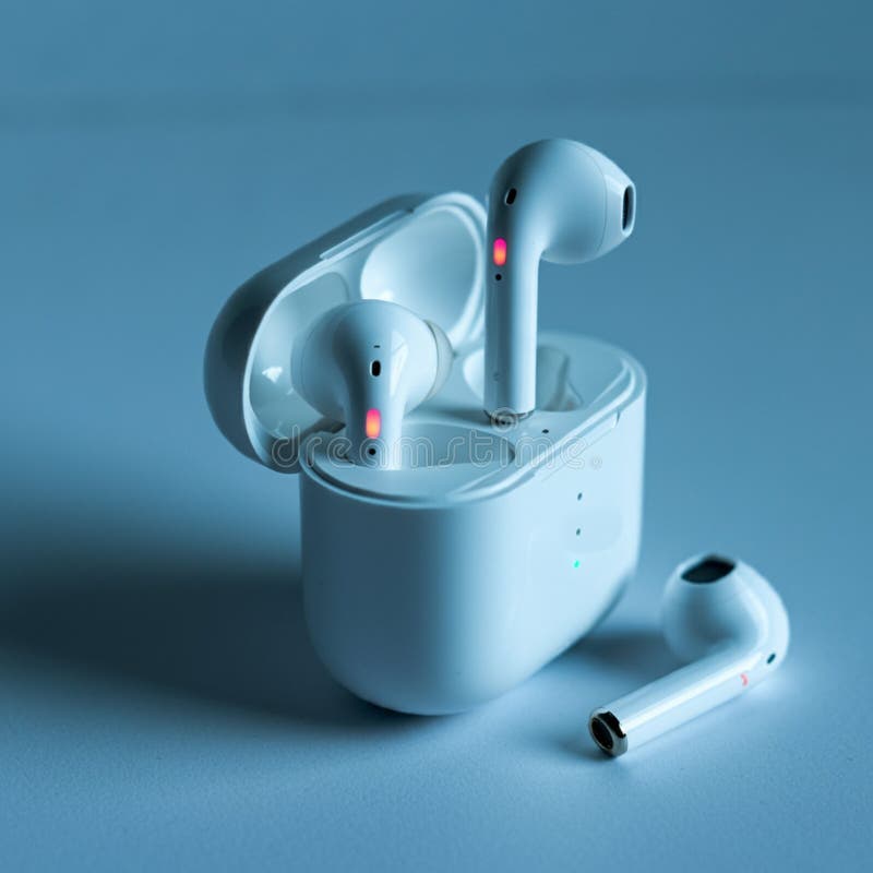 AI Generated Modern Wireless Earpods on a White Background with Sleek ...