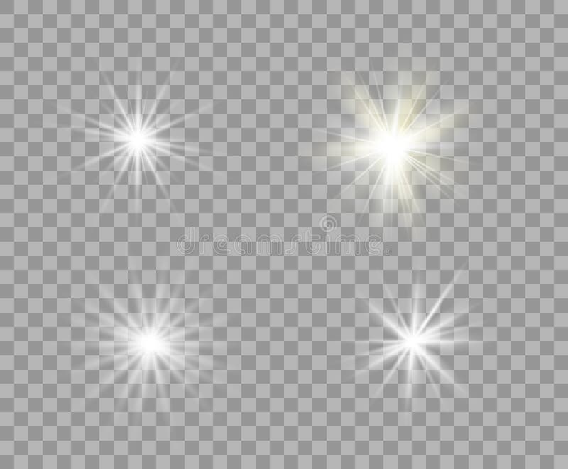 White Luminous Transparent Light. Vector Christmas Star, a Bright Flash ...
