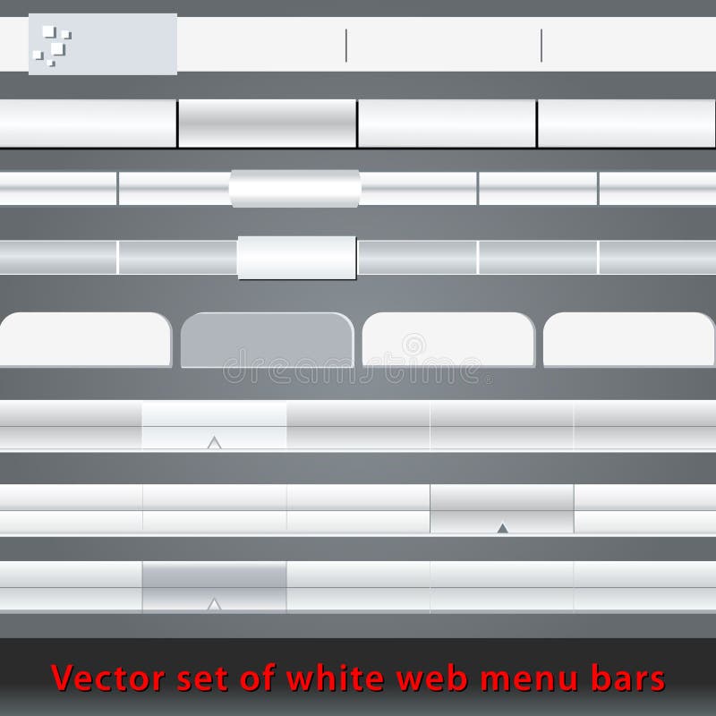 Set of White Web Menu Bars and Buttons Stock Vector - Illustration of ...