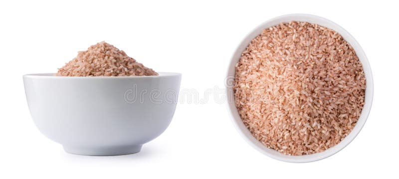 Set of Whole Grain Brown Rice in a White Bowl Stock Image - Image of ...