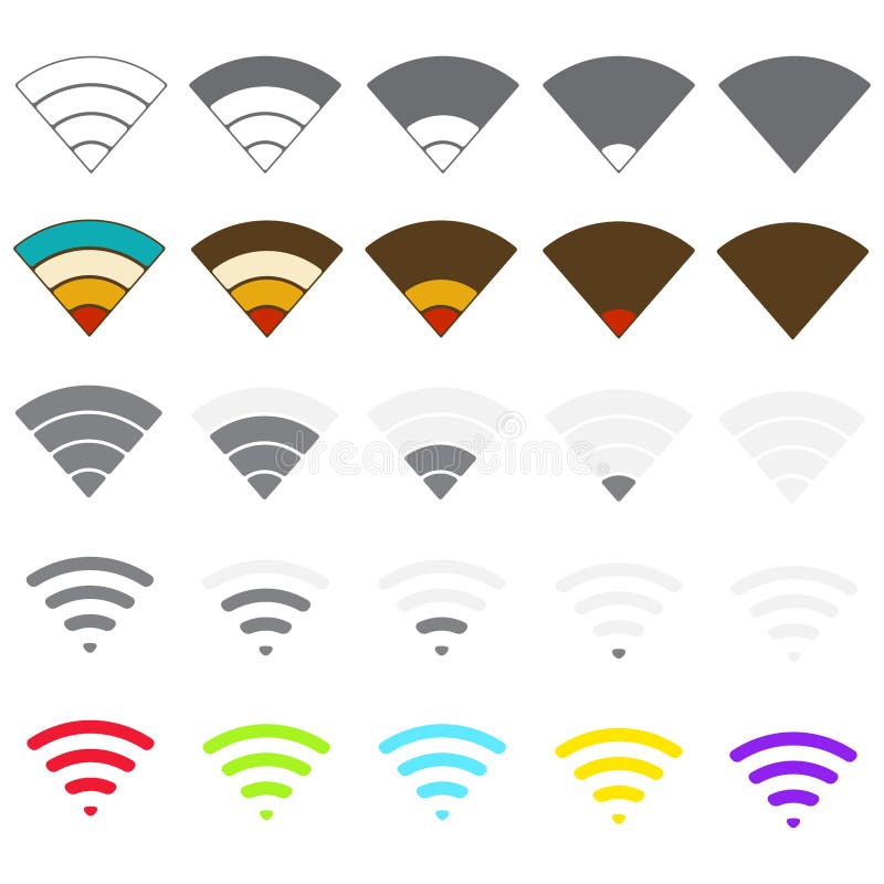 Set of Wi-Fi icons stock vector. Illustration of color - 51377374