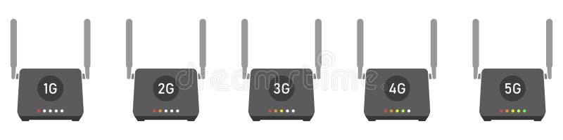 Set of Wi-Fi Routers Vector. Internet Speed Indication on the Router ...
