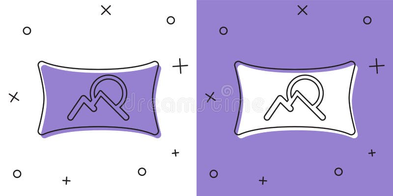 Set Wide Angle Picture Icon Isolated on White and Purple Background ...