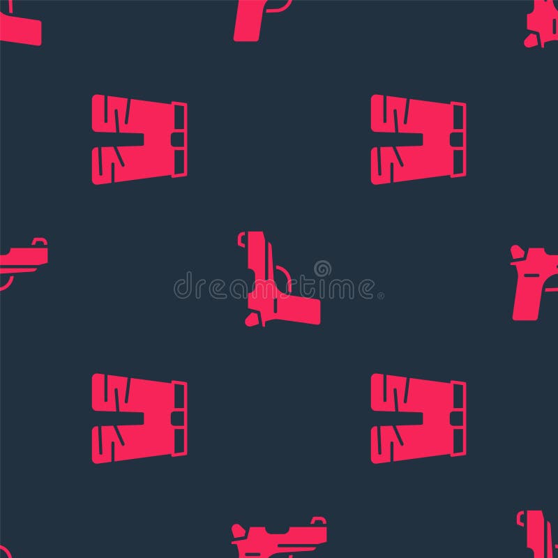 Set Wide Pants and Pistol or Gun on Seamless Pattern. Vector Stock ...