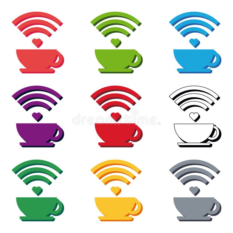Set WiFi Cafe Internet Cafe Poster Design, Vector Illustration Stock ...