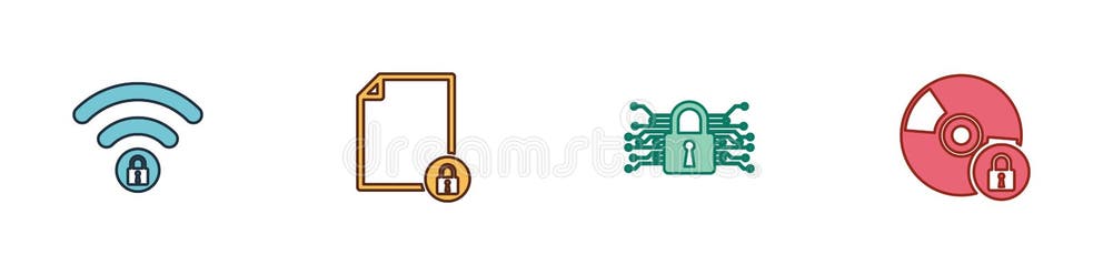 Set Wifi Locked, Document and, Cyber Security and CD or DVD Disk with ...