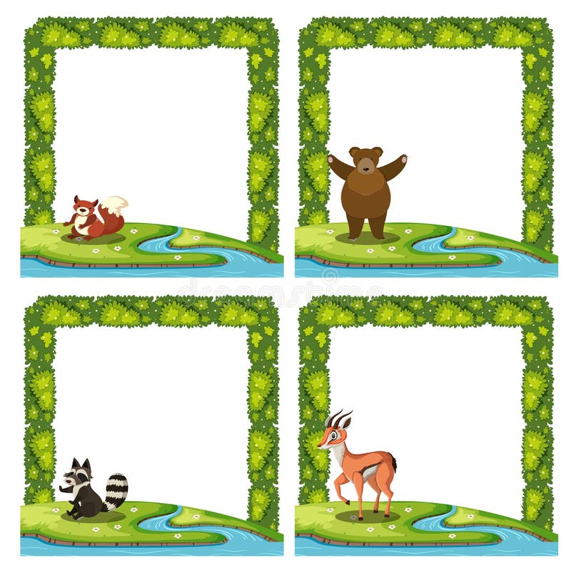 Set of wild animal frame stock vector. Illustration of vintage - 140336866