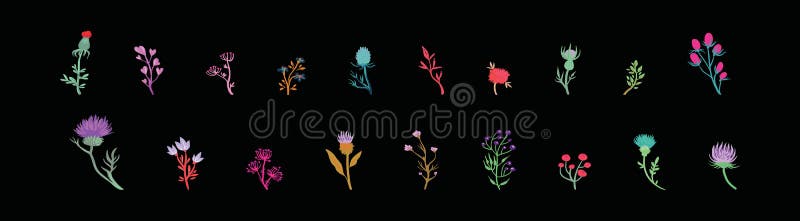 Set of Wild Flower Cartoon Icon Design Template with Various Models ...