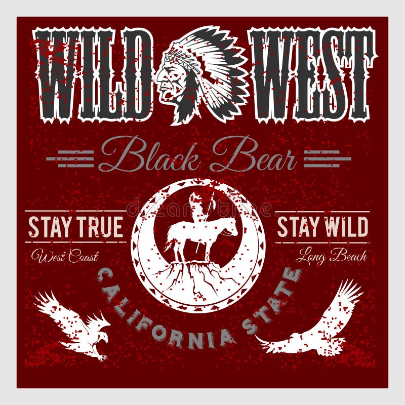 Set of Wild West American Indian Designed Elements. Monochrome Style ...