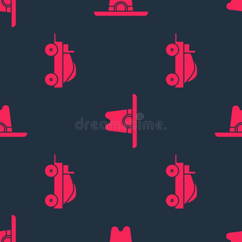 Set Wild West Covered Wagon and Western Cowboy Hat on Seamless Pattern ...